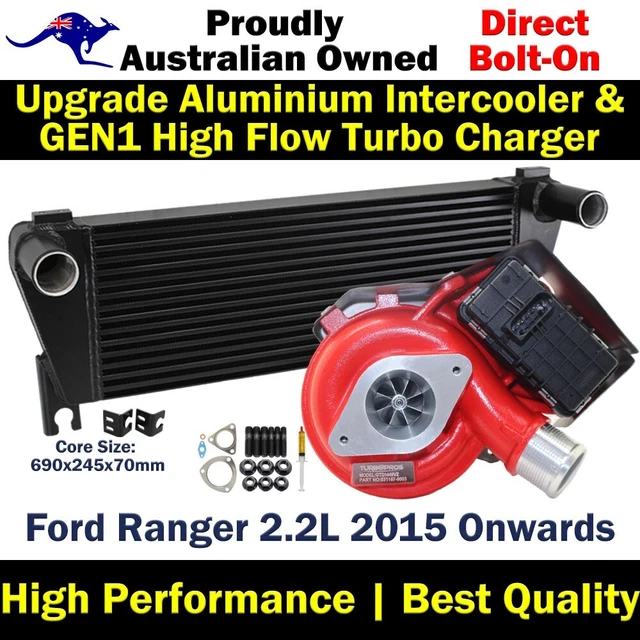 GEN1 HIGH FLOW Turbo+70mm Intercooler For Ford Ranger 2.2L 2015 Onwards ...
