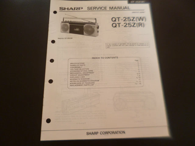 ORIGINAL SERVICE MANUAL Schaltplan Sharp QT-77HW/HR/HB/EW/ER EUR 11,90 ...