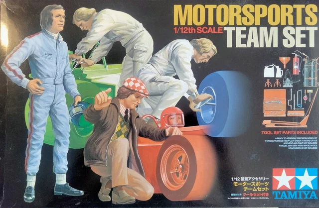 TAMIYA 1:12 MOTORSPORTS Team Set 4 figures + Tools Model Kit #12506 ...