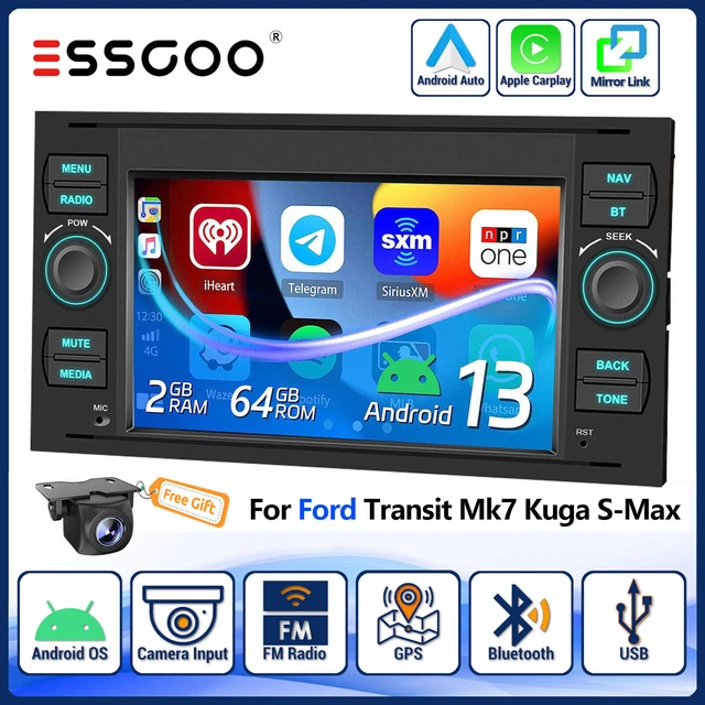 2+64G CARPLAY FOR Ford Transit Mk7 Kuga S-Max Car Stereo Android 13 GPS ...