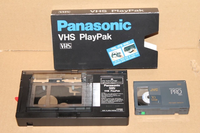 PANASONIC VHS PLAYPAK Motorized VHS-C Adapter w/ VHS-C Tape And Sleeve ...