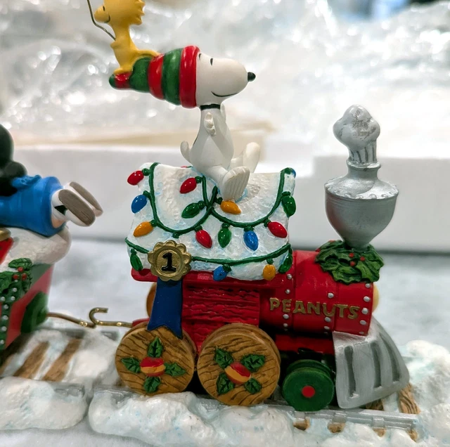DANBURY MINT VINTAGE 5Pc Peanuts Snoopy Christmas Train Set; Excellent ...