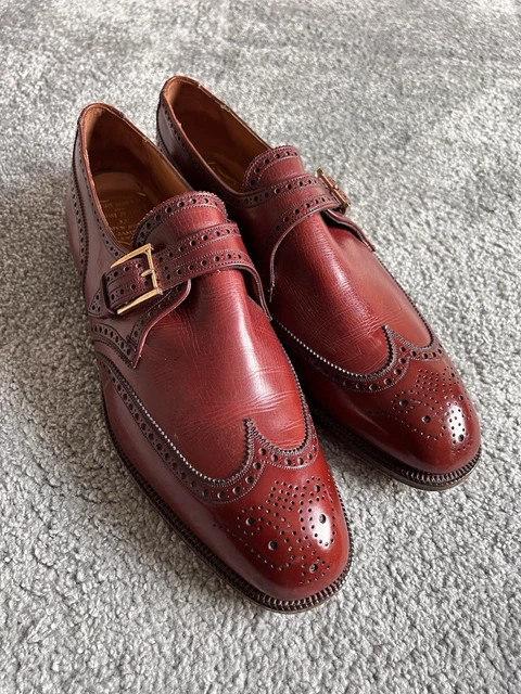 POULSEN SKONE BROWN Brogue Monkstrap Leather Shoes UK Size 11.5 E £349. ...