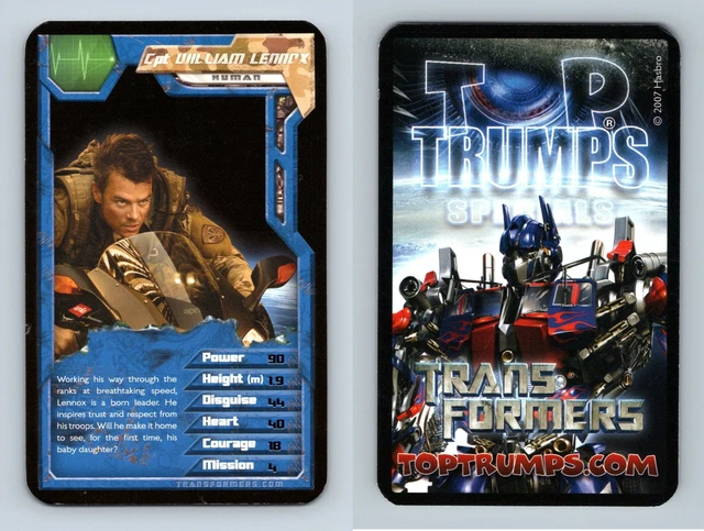 CPT. WILLIAM LENNOX - Transformers Specials 2007 Top Trumps Card EUR 1 ...