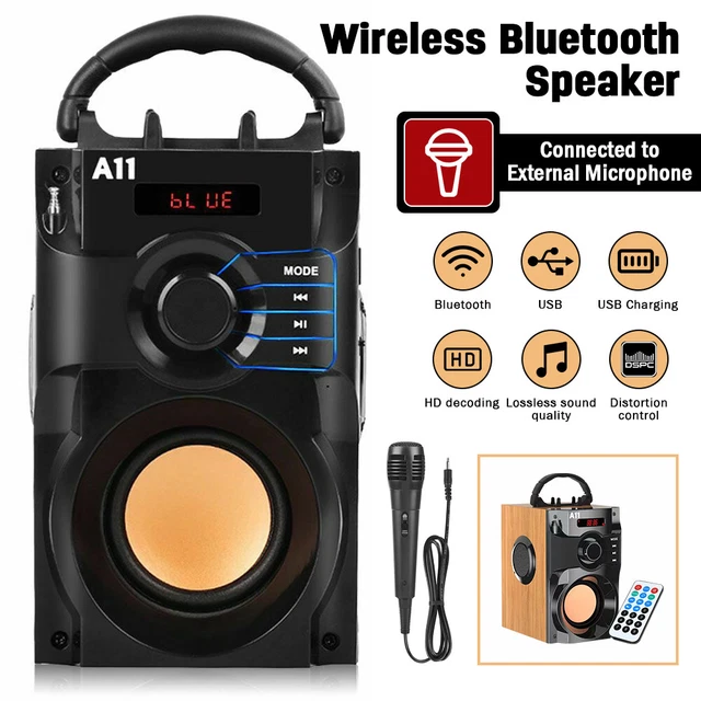 PORTABLE WIRELESS BLUETOOTH Speaker Subwoofer Outdoor Karaoke Mic Party FM Radio £23.99 ...