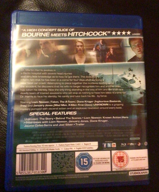 BLUE RAY DVD, “ Unknown” Starring Liam Neeson. £1.50 - PicClick UK