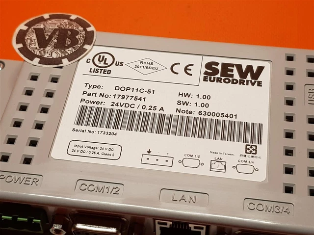 SEW EURODRIVE PANNEAU de Commande Type: DOP11C-51 / Hw : 1.00 - Sw EUR ...
