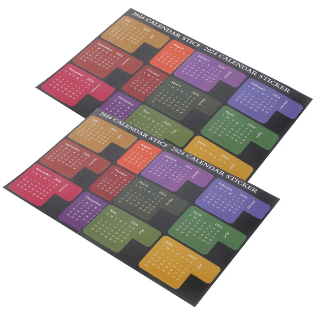 4 SETS 2024 Full Year Calendar Index Label Sticker 4pcs/set Notebook ...