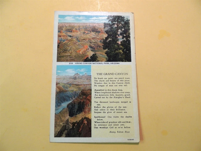 &THE GRAND CANYON& poem by Henry Felton Huse vintage postcard Canyon ...