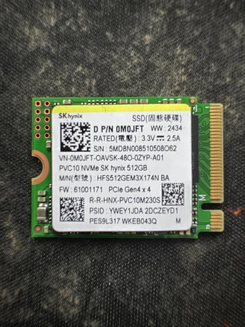 PVC10 SK HYNIX 512GB 2230 NVMe SSD 0M0JFT PCIe 4.0 x4, ships from UK Seller £29.99 - PicClick UK