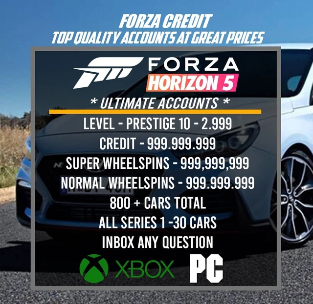 FORZA HORIZON 5 Modded Accounts Includes Credits,Wheelspins,Cars Up To ...