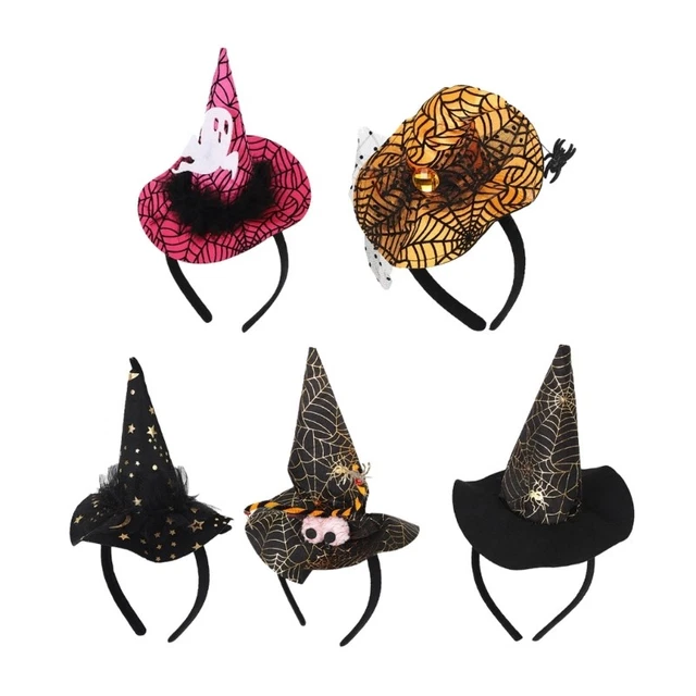 HALLOWEEN PARTY WITCH Hat Headband Spiderweb Wizard Caps Adult Kids ...