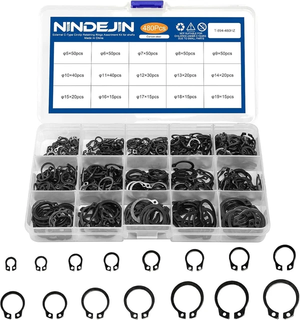 480PCS SNAP RING Assortment Set, Carbon Steel External Circlip Snap ...