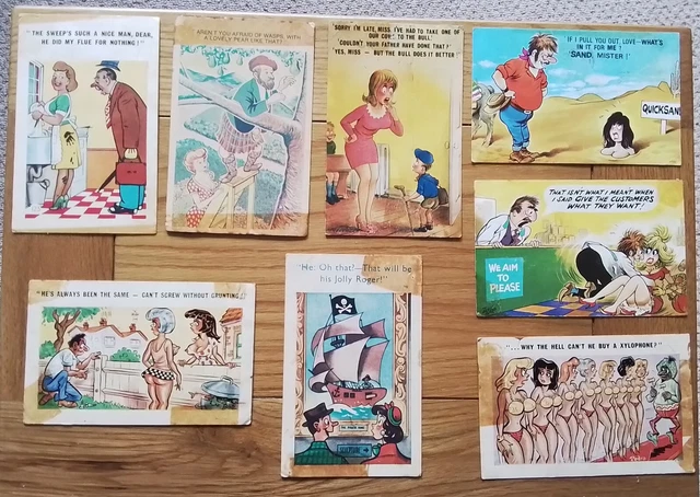 VINTAGE SAUCY COMIC Postcards X 8. Bamforth. D.Constance. Sunny Pedro ...