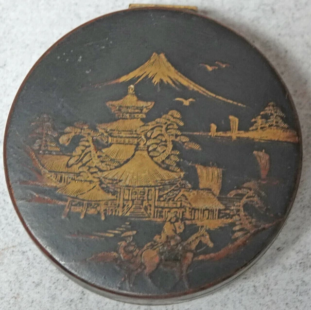 VINTAGE JAPANESE DAMASCENE Powder Compact, 1950s Handbag Mirror £39.99 ...