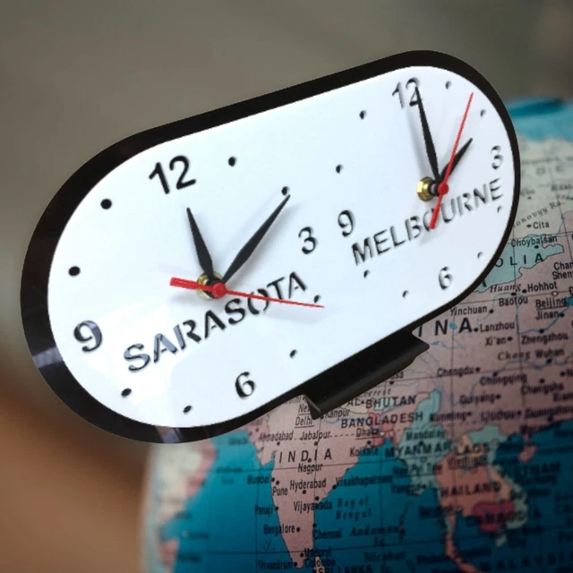 FAMILY & FRIENDS Names Oval Two Time Zones Clocks & Desk Stand, Custom Colours £43.64 - PicClick UK