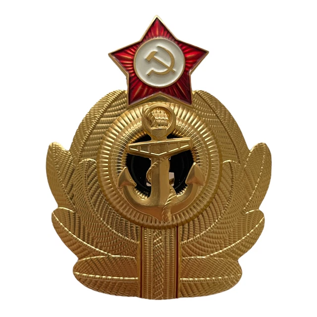 SOVIET RUSSIAN NAVY Officer Cap Hat Badge Repro USSR Military Naval ...