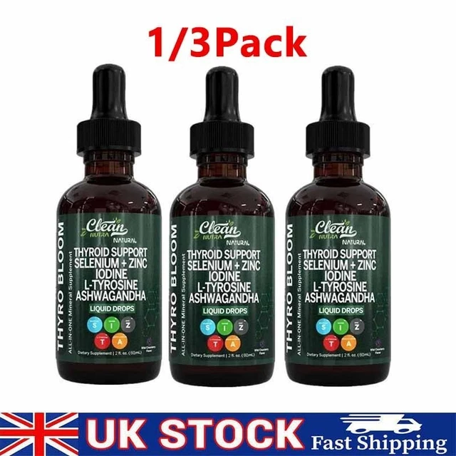 1/3X THYROID SUPPORT Drops Selenium Zinc Iodine - L Tyrosine Ash ...