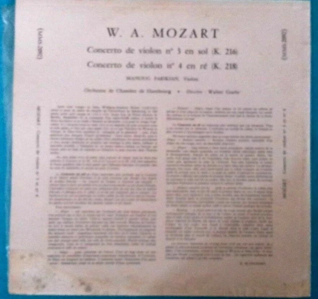 MOZART MANOUG PARIKIAN, Walter Goehr Concertos Di Violino Concerto N ...