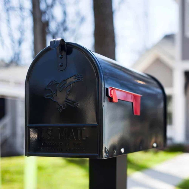ARCHITECTURAL MAILBOXES ELITE Large, Steel, Post Mount Mailbox, Black ...