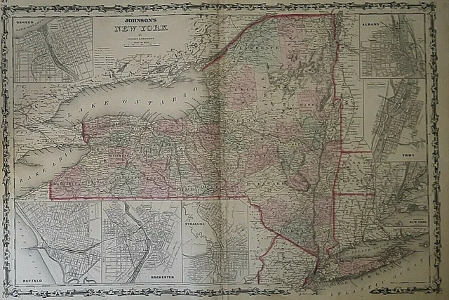 OLD ANTIQUE 1861 Atlas Map ~ NEW YORK STATE - LONG ISLAND ~ Free S&H £ ...