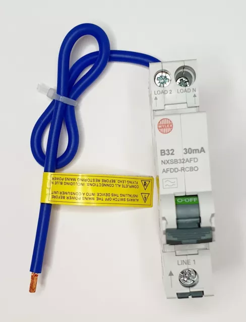 WYLEX NXSB32AFD 32A B Type 30mA 1P+N RCBO/AFDD Single Module Arc Fault ...