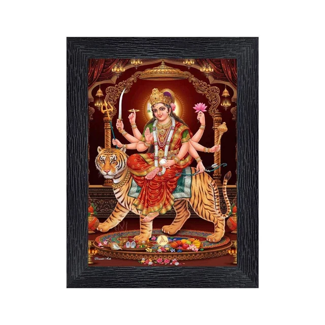 INDIAN TRADITIONAL DURGA Maa Wooden Photo Frame with Acrylic Sheet ...