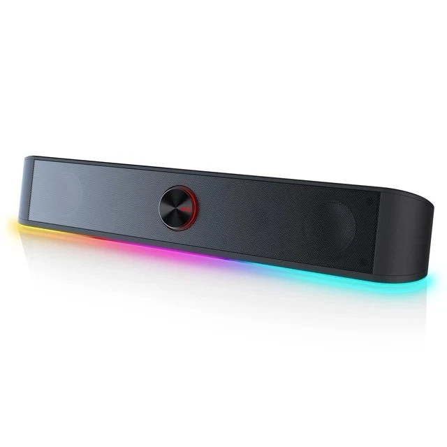 RGB USB DESKTOP Soundbar 2.0 Channel Computer Speaker LED Audio-Light ...