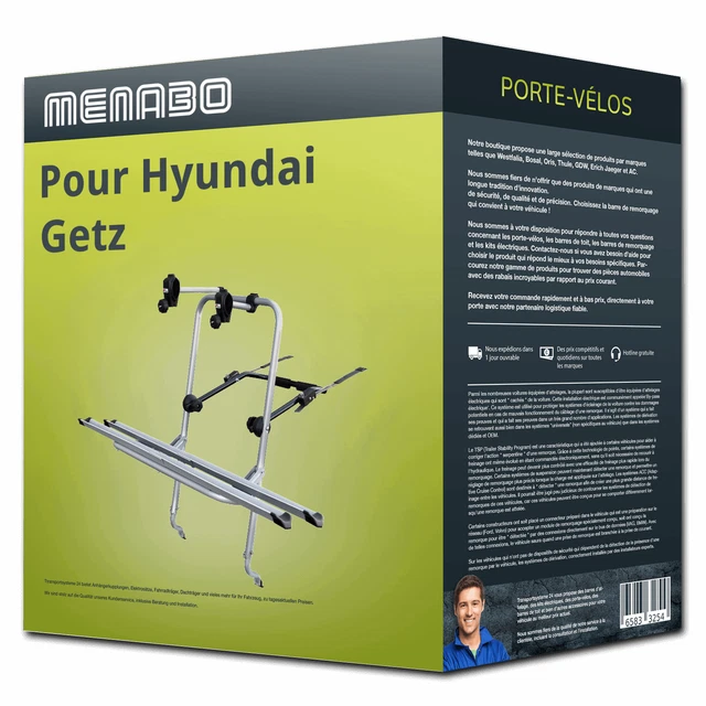 PORTE-VÉLO MENABO LOGIC 2 pour Hyundai Getz type TB 2 vélos TOP EUR 155 ...