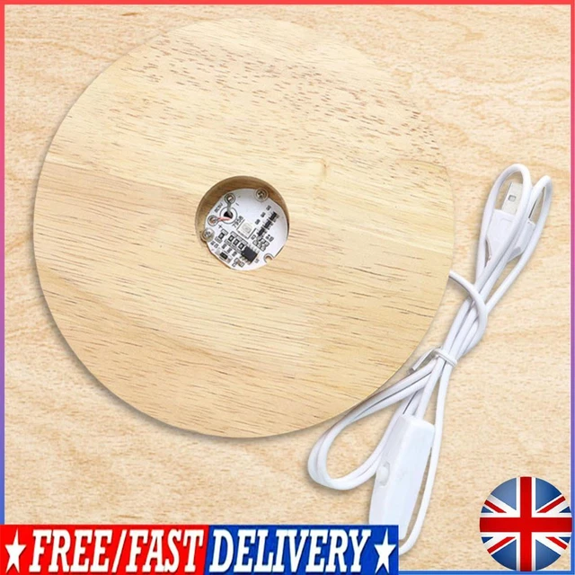 4 INCH WOODEN Light Up Base LED Night Light Base with 6 LEDs for Home ...