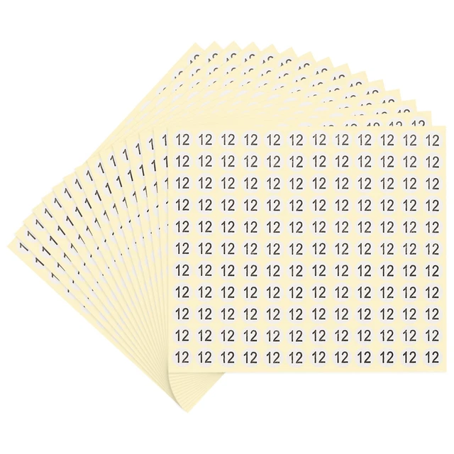 15 SHEETS/1980PCS NUMBER 12 Stickers Self-Adhesive 0.5 Inch Small Round ...