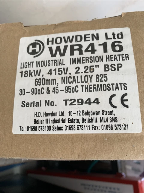2 X HOWDEN WR416 Immersion Heaters £299.00 - PicClick UK