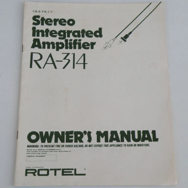 RARE ORIGINAL 1978 Rotel Ra-314 Integrated Stereo Amplifier 19-Pg Owner ...