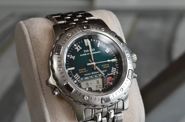 CASIO AD-740 ANA/DIGI DIVERS WATCH STAINLESS MARLIN VINTAGE 1990s MD AW ...