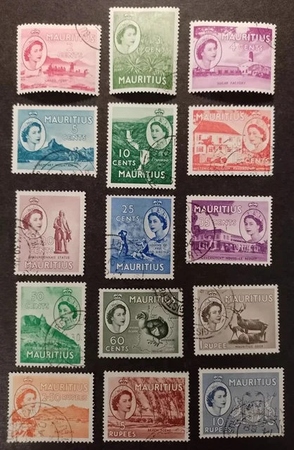 MAURITIUS 1953-58 SG293-306 Set of 15 2c-10r 2r50 5r Fine Used A886 £17 ...
