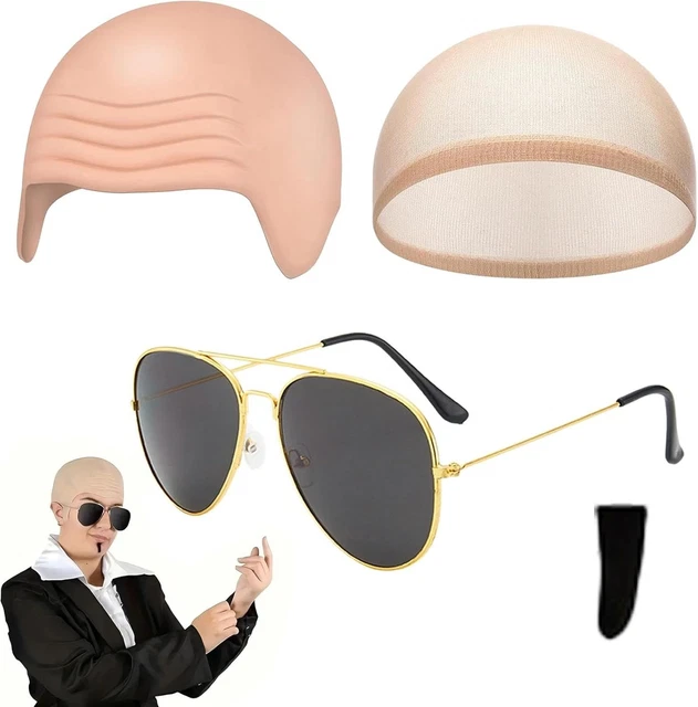 VPB FANCY DRESS Costume Set – Bald Cap, Black Sunglasses & Soul Patch ...