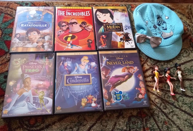 DISNEY PIXAR DVD lot of 6 Cinderella Incredibles Tested CD Figure ...