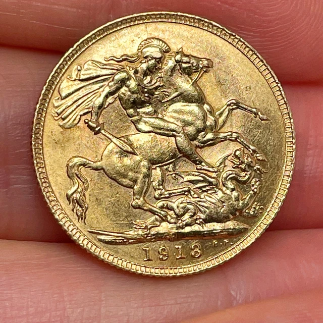1913 KING GEORGE V Perth Mint Gold Sovereign Coin Antique Gold Coins ...