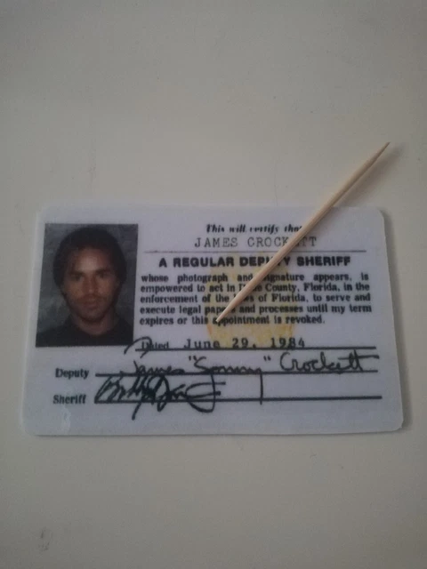MIAMI VICE ID Card Sonny Crockett Don Johnson EUR 9,90 - PicClick DE