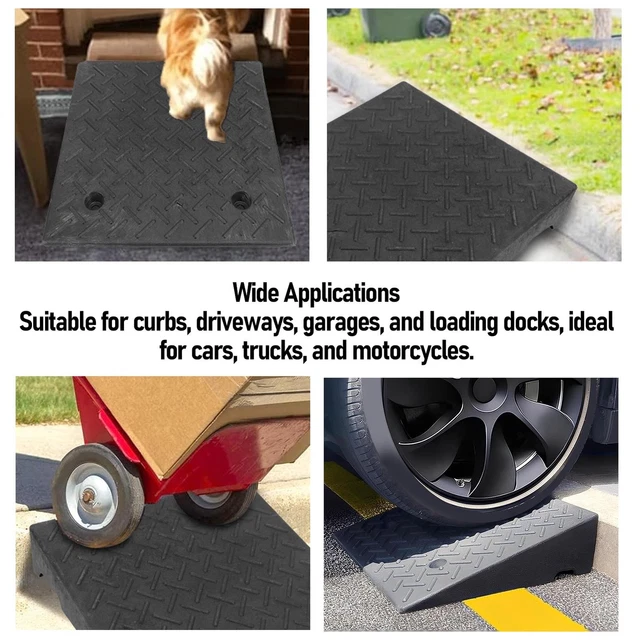 .DRIVEWAY CURB RAMP Portable Heavy Duty Rubber Shed Threshold Ramp For ...