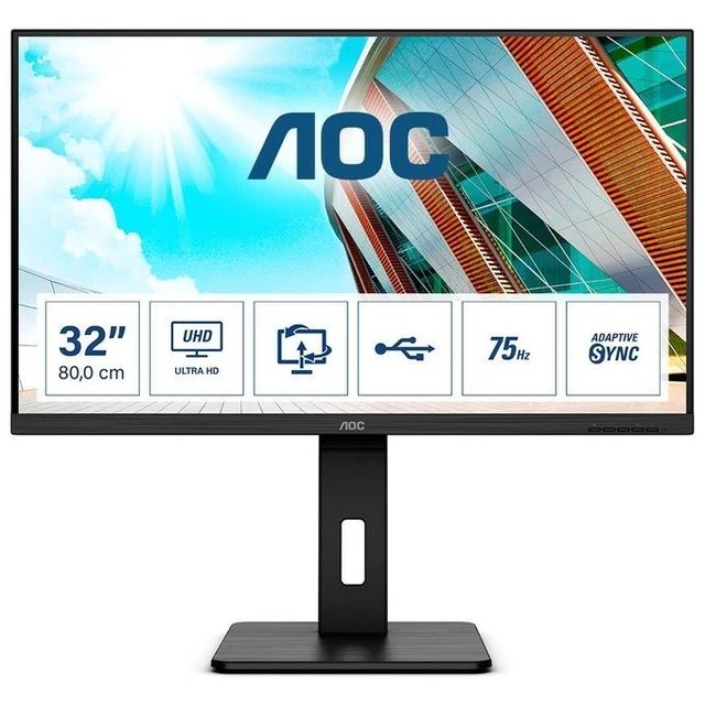 AOC MONITOR 31.5'' LED U32P2 3840x2160 4K Ultra HD Tempo di Risposta 4 ...