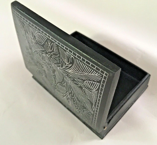 ART DECO INDIAN Bidri box with pure silver wire inlay £175.00 - PicClick UK