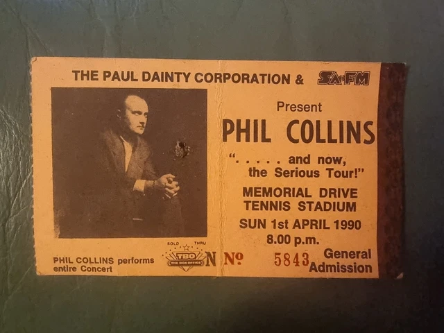 PHIL COLLINS MEMORIAL drive adelaide ticket 1990 $100.00 - PicClick AU