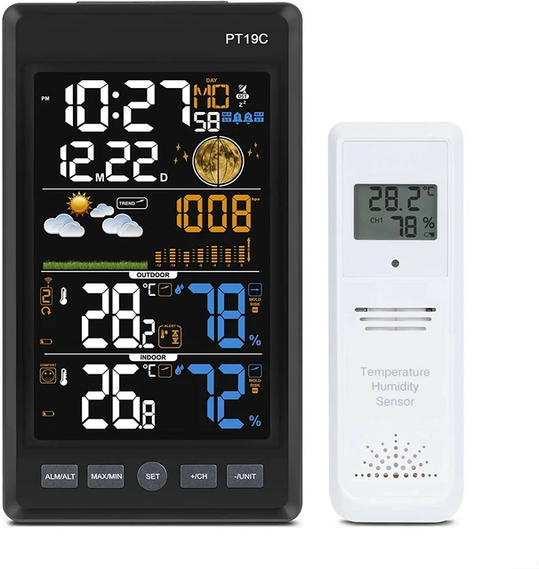 STATION MÉTÉO NUMÉRIQUE Kalawen/Protmex PT19C avec 2 capteurs ext. sans fil EUR 30,00 - PicClick FR