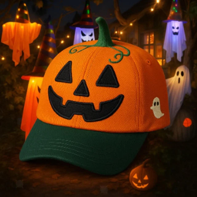 HALLOWEEN PUMPKIN FACE Baseball Hat Props for Stage Performance Themed ...