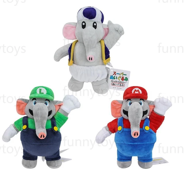 SUPER MARIO BROS 8" Plush Elephant Mario Luigi Blue Toad Doll Stuffed ...