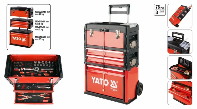TOOL BOX TOOL Trolley Workshop Trolley 4 Pc. Assortment Equipped 78 Pc ...