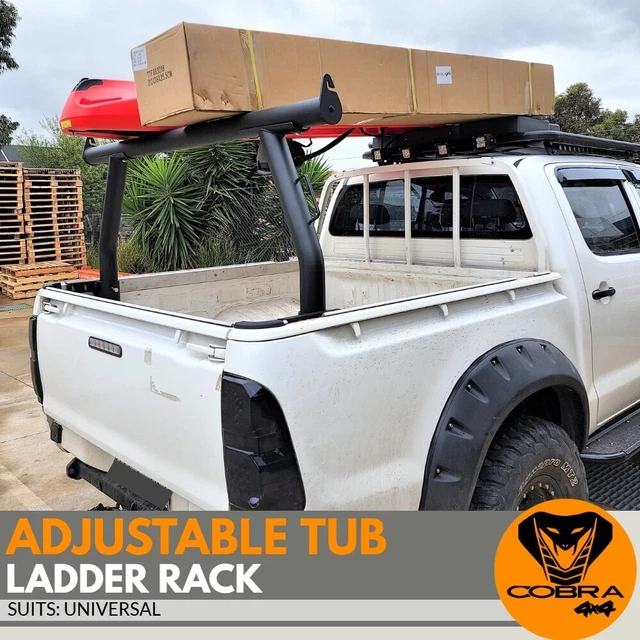 COBRA 4X4 UNIVERSAL Adjustable Steel Tub Ladder Rack Tradie Side ...