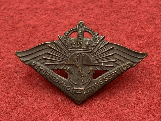 WW2 ORIGINAL AUSTRALIAN RETURNED FROM ACTIVE SERVICE BADGE - SX25029 ...
