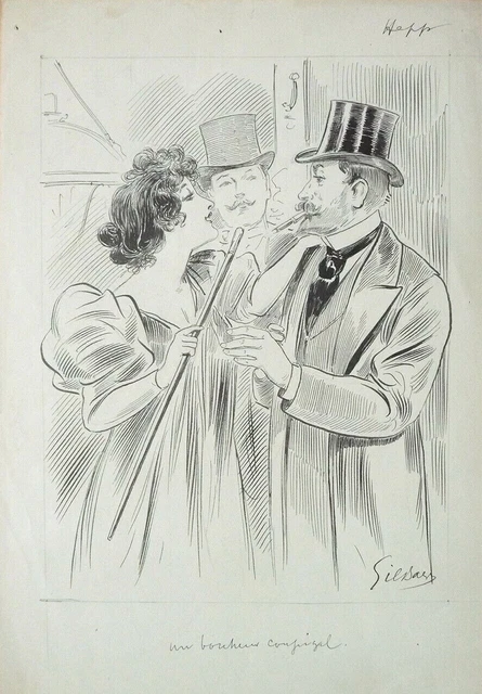 Dessin Original À Lencre De Gil Baer Illustration Vers 1900 Eur 59 00
